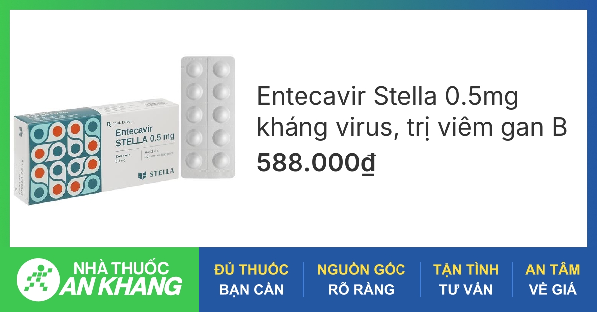 Entecavir Stella 0.5mg kháng virus, trị viêm gan B (3 vỉ x 10 viên ...