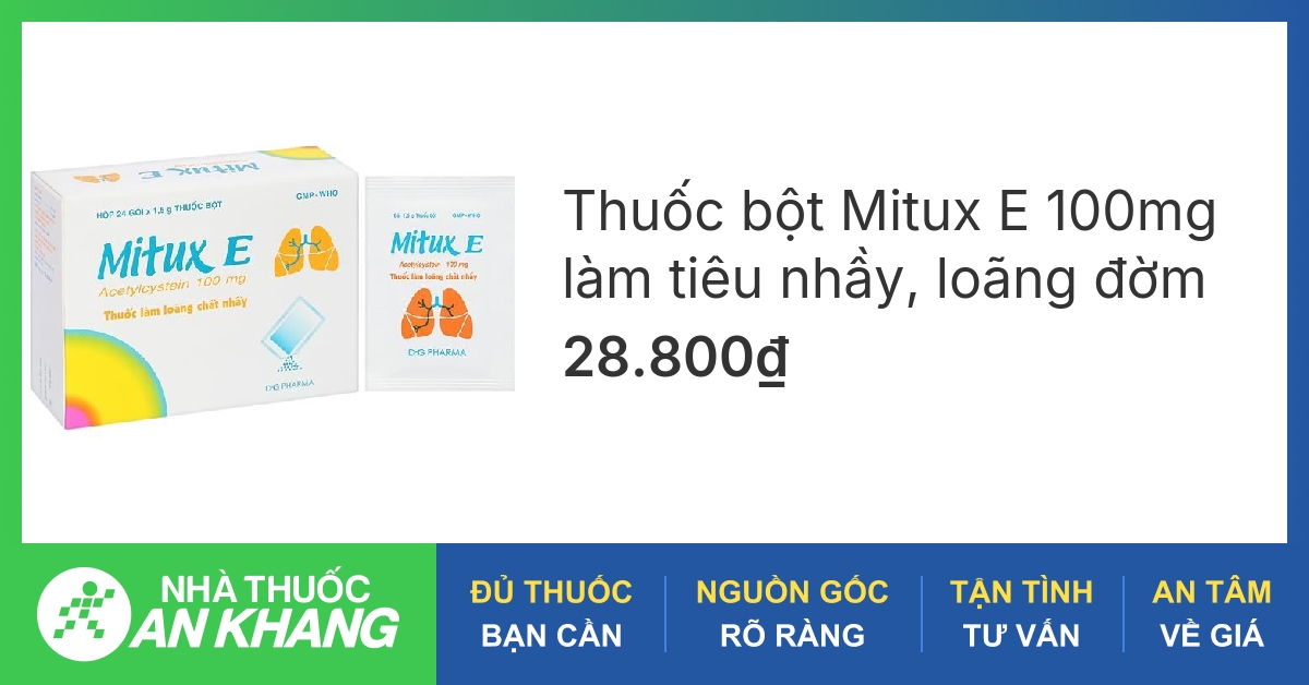 Thuốc bột Mitux E 100mg trị ho, tiêu nhầy, loãng đờm (24 gói x 1.5g ...