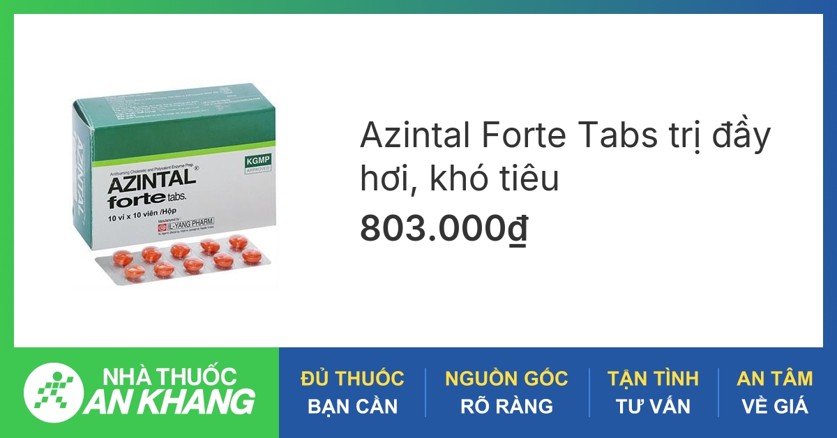 Azintal Forte Tabs trị đầy hơi, khó tiêu (10 vỉ x 10 viên) - 01/2025 ...