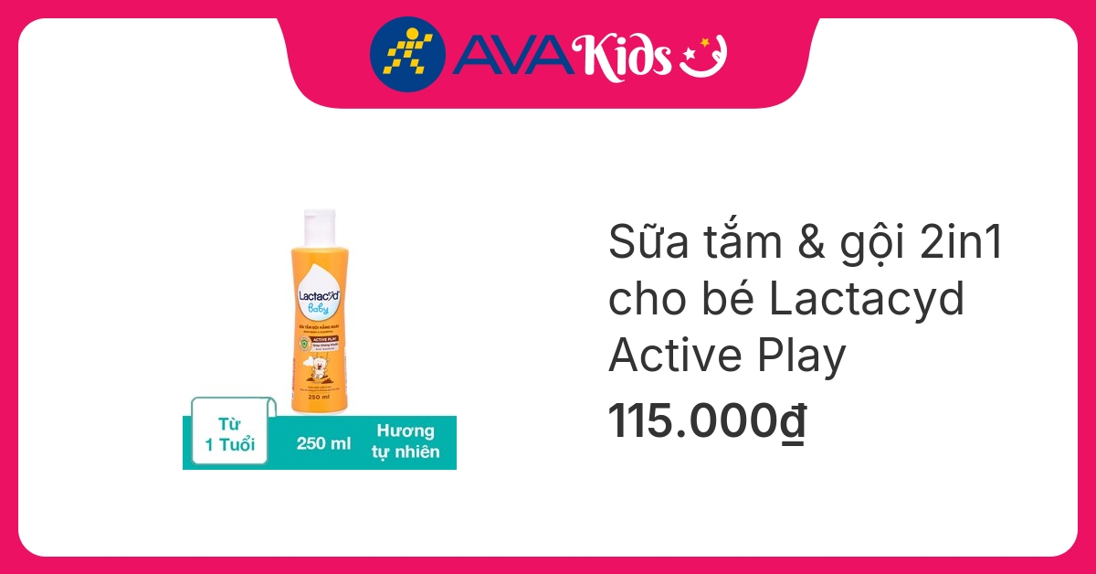 Sữa tắm & gội 2in1 cho bé Lactacyd Active Play hương tự nhiên 250 ml ...