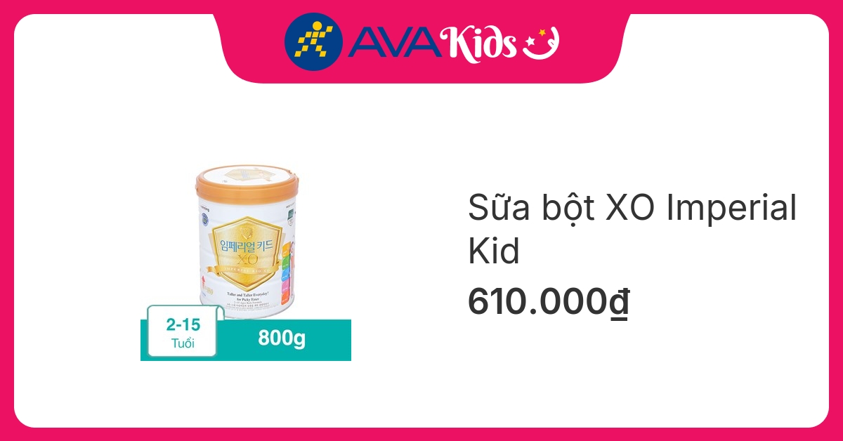 Sữa bột XO Imperial Kid 800g (2-15 tuổi) tăng chiều cao - AVAKids.com
