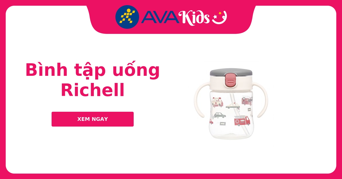 Bình tập uống tay cầm chống trơn trượt Richell nhựa PP, cao cấp, an toàn 07/2024 - AVAKids.com