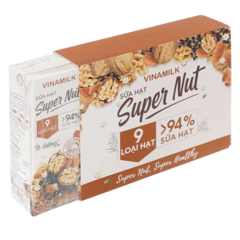 Lốc 4 hộp sữa hạt Vinamilk Super Nut 180ml làm từ 9 loại hạt - AVAKids.com