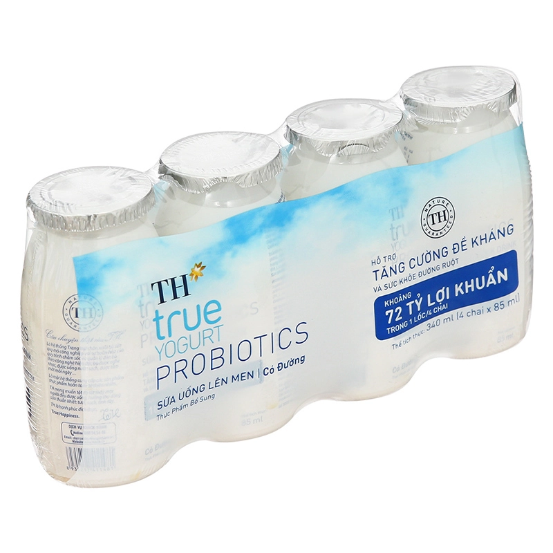 Lốc 4 chai sữa chua lên men có đường TH true Yogurt Probiotics 85 ml ...