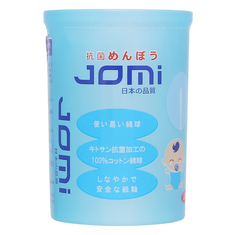 Tăm bông cho bé thân giấy kháng khuẩn Jomi đầu tròn hũ 200 cây chất ...