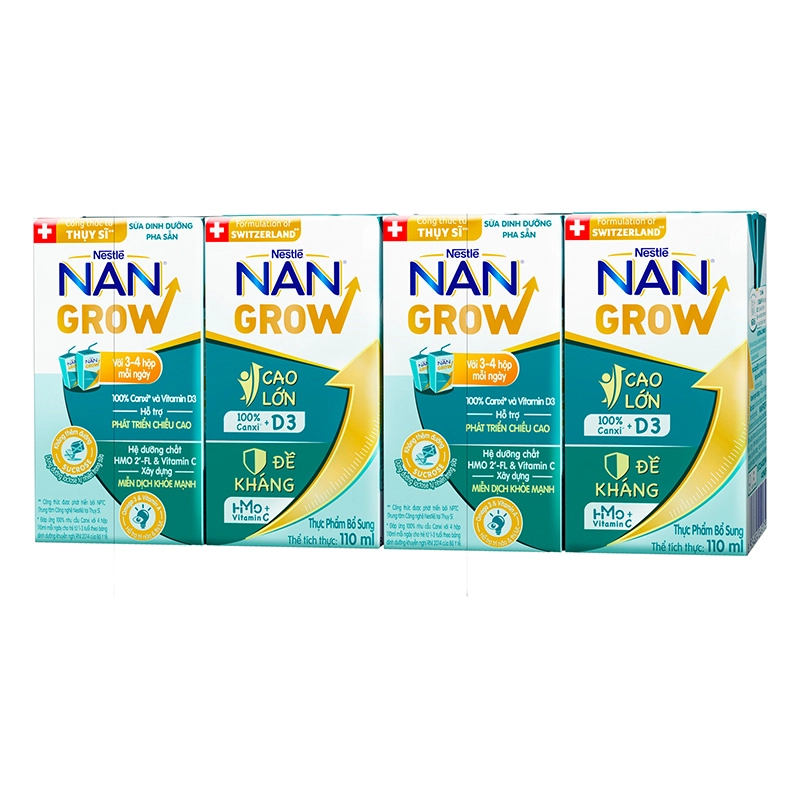 Lốc 4 hộp sữa pha sẵn Nestlé NAN Grow 110 ml (từ 1 tuổi) - AVAKids.com