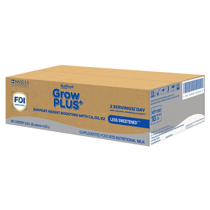 Thùng 48 hộp sữa pha sẵn Nutifood GrowPLUS+ bạc 180ml - AVAKids.com