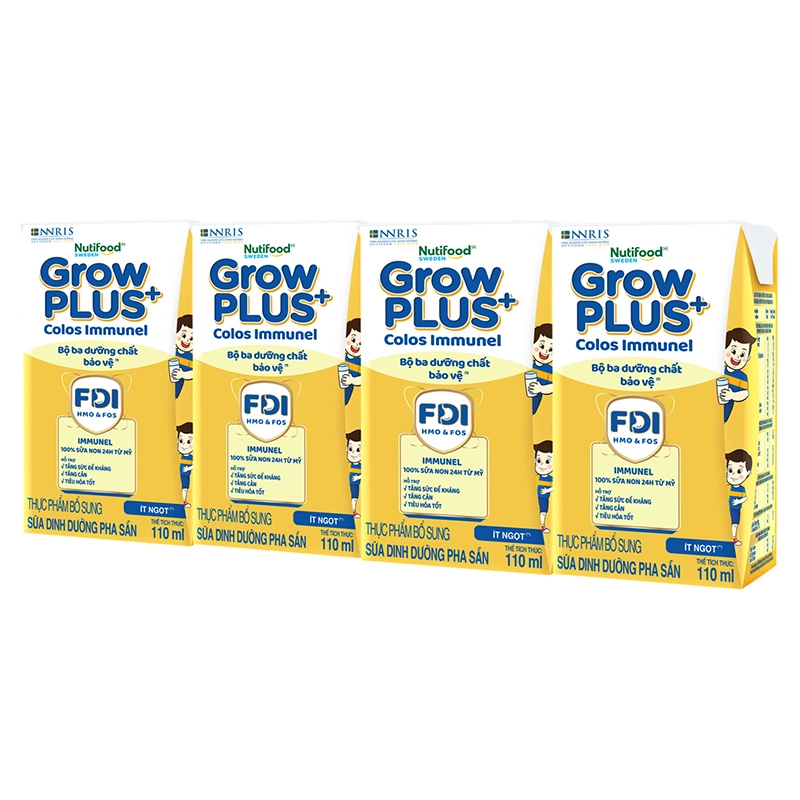 Lốc 4 hộp sữa pha sẵn GrowPLUS+ Colos Immunel 110ml - AVAKids.com