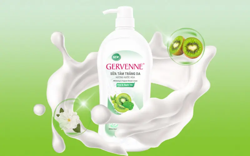 Trắng thơm mịn màng với bộ sản phẩm sữa tắm Gervenne mới