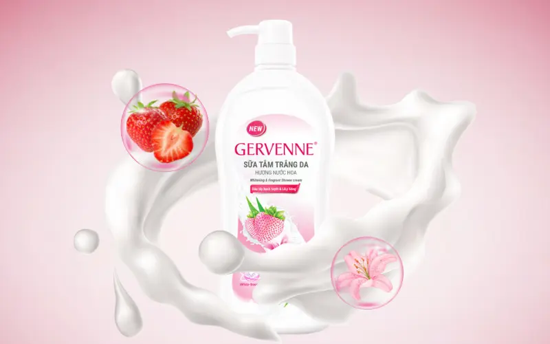 Trắng thơm mịn màng với bộ sản phẩm sữa tắm Gervenne mới