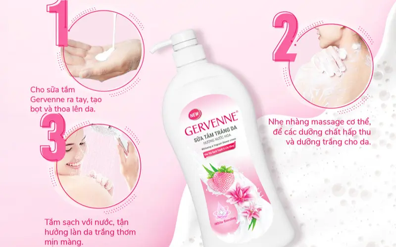 Trắng thơm mịn màng với bộ sản phẩm sữa tắm Gervenne mới