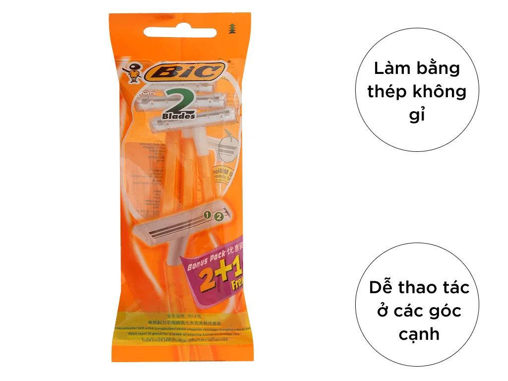 Bộ dao cạo BiC nam 2 lưỡi 2 cây tặng 1 ở Bách hóa XANH