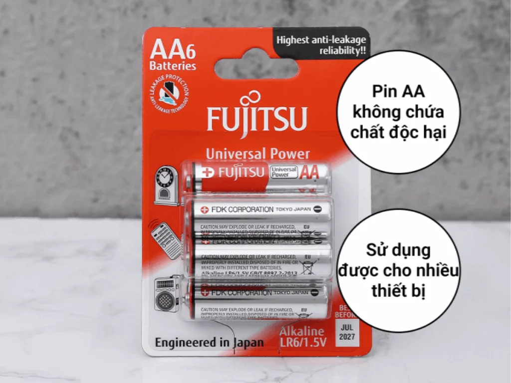 6 viên Pin Fujitsu Alkaline LR6 giá tốt tại Bách hoá XANH