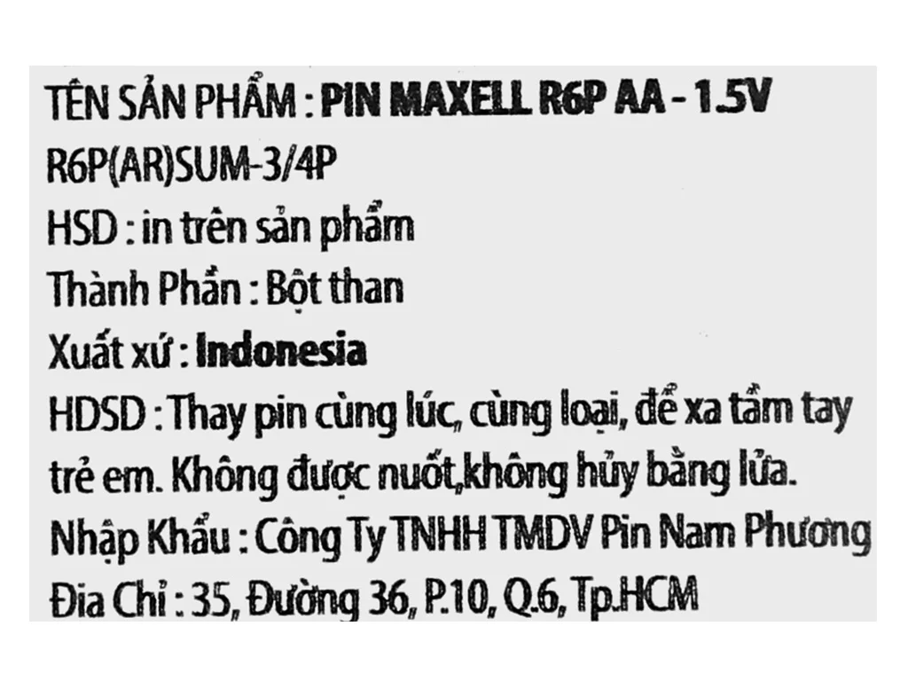 Vỉ 4 viên pin Maxell R6P 2A giá tốt tại Bách Hoá XANH