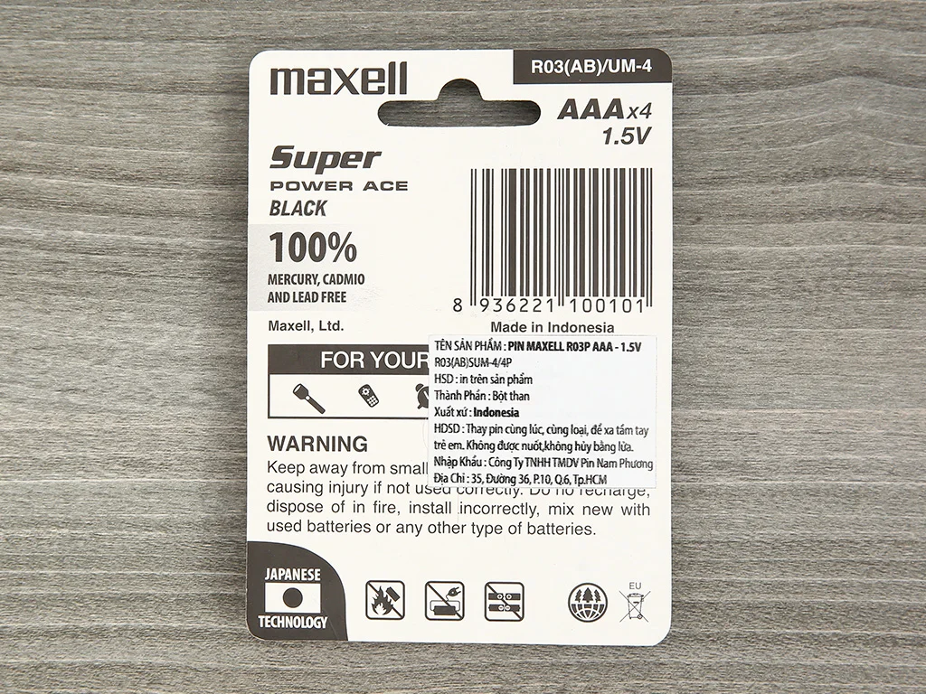 Vỉ 4 viên pin Maxell R03 3A giá tốt tại Bách Hoá XANH