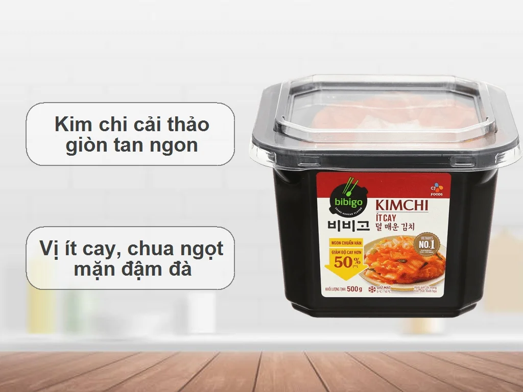 Kim chi cải thảo cắt lát ít cay Bibigo hộp 500g
